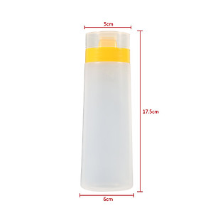 Haofy 4-Hole Sauce Bottle, Squeeze Type Condiment Dispenser, 300ml Large Capacity Safe Resin Salad Dispenser for Ketchup Jam Mayonnaise Vinegar Olive Oil (yellow)