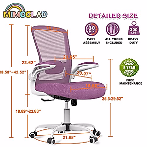 Mimoglad Home Office Chair, High Back Desk Chair, Ergonomic Mesh Computer Chair with Adjustable Lumbar Support and Thickened Seat Cushion
