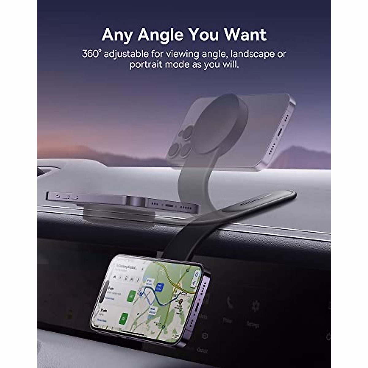 Baseus for Magsafe Car Mount, Magnetic Phone Holder for Car, Magsafe Car Dash Mount Compatible with iPhone 14 13 12 Pro Plus Max Mini, Bendable Memory Titanium Alloy for All Dashboard, Windshield