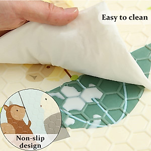 Eanpet Baby Play Mat Folding XPE Thick Foam Playmat Floor Non-Slip Large Foam Reversible Area Rug Waterproof Baby Toddler Play Crawl Mat, Portable Non-Toxic Activity Mat - 5 x 7 FT (Sea)