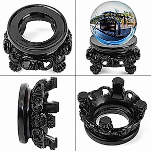 PLUT Crystal Ball Base, Resin Display Stand Base for Crystal Ball Sphere Globe, Natural Carved Hollow Sphere Pedestal Decorative Globe Holder(L)