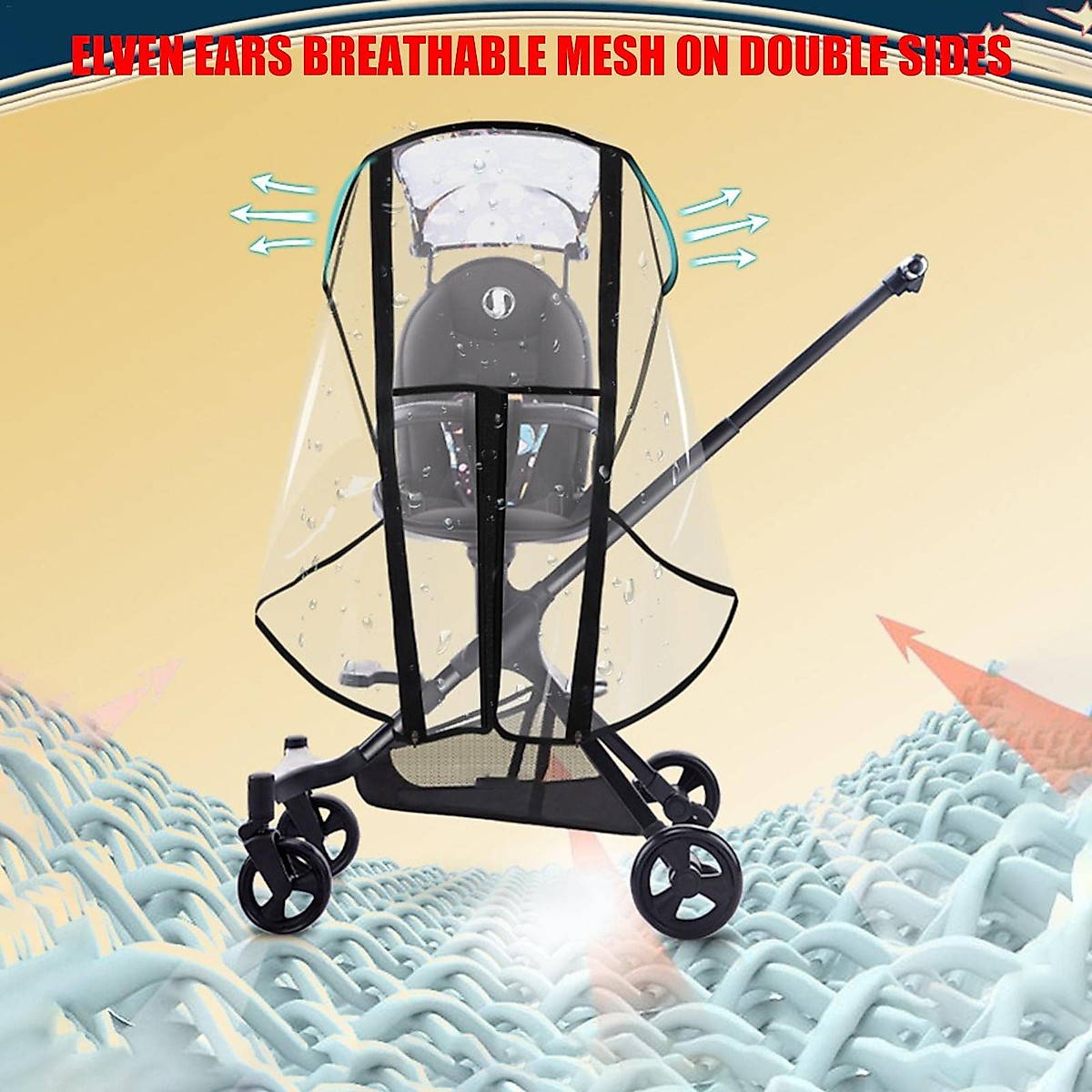 AnHuaYK Universal Baby Stroller Rain Cover - Weatherproof Shield to Safeguard Your Child from Wind and Rain