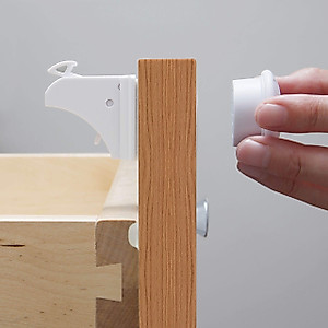 Enovoe Magnetic Cabinet Locks for Babies - 12 Locks and 2 Keys - Baby Proofing Cabinets and Drawer Locks for Toddlers - Child Safety Cabinet Kitchen Locks - Easy Install, No Drill, Tools or Screws