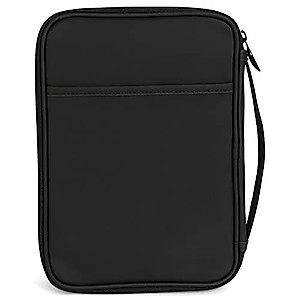 Cross Solid Blank Black Thinline Vinyl Zippered Bible Cover Case with Handle