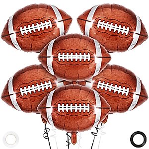 27 Inch Football Balloons, 6 Pcs Football Foil Balloons - Super Bowl & Tailgate Party Decor