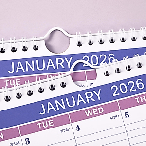 2025-2026 Wall Calendar - 2025-2026 Calendar, Jul.2025 - Dec. 2026, 11" x 8.5", 18 Monthly Calendar 2025-2026, Hanging Hook + Ruled Blocks - Purple