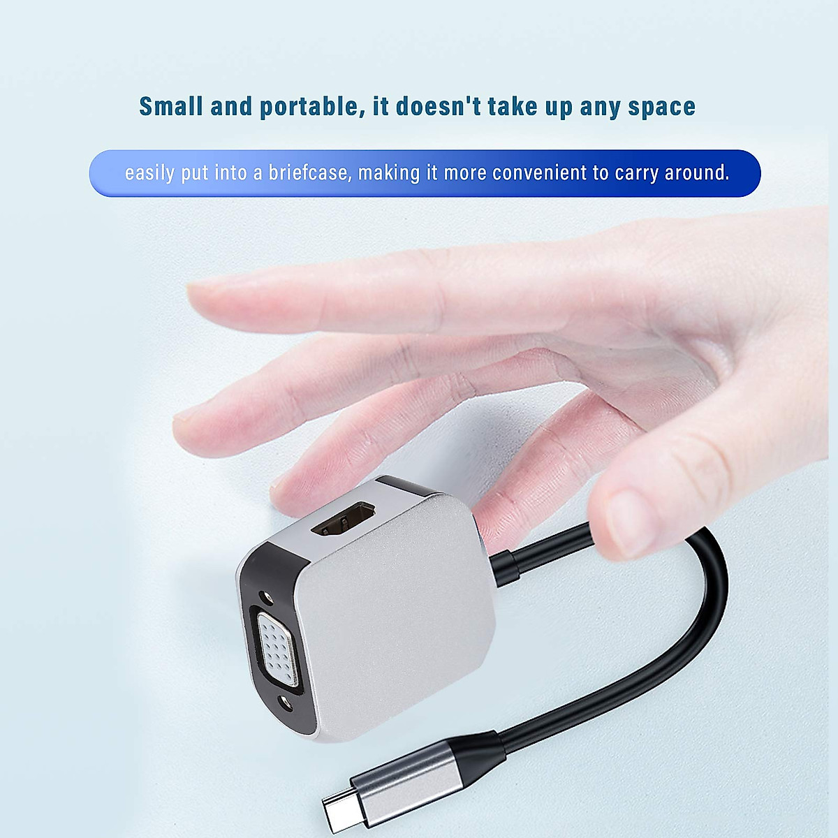 USB Type C Hub,HDMI Type C Hub Adapter,TypeC to HDMI Compatible + 1080P VGA USB Hub Docking Station Adapter,Plug and Play.
