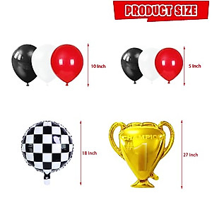 Race Car Birthday Party Supplies, 142 Pcs Racecar Racing Party Decorations for Boys Baby - Backdrop, Banner, Cake, and Cupcake Toppers, Balloons, Cupcakes Wrappers, Party Traffic Signs, Flags