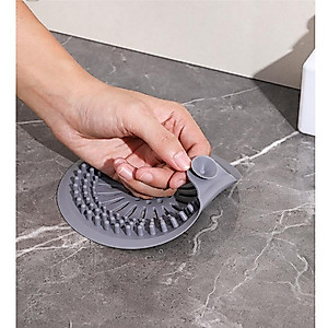 2 Pcs Silicone Shower Drain Hair Catcher with Sucker, Sink Strainer Hair Catcher, Shower Drain Cover, Shower Hair Stopper Drain Protector for Bathroom Bathtub Kitchen White + Grey