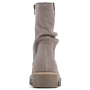 WHITE MOUNTAIN Women's Shoes Glean Lug Sole Mid Calf Boot, Lttaupe/Suede, 8.5 M
