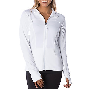 Global Blank Define Jacket Womens Athletic Jackets for Workout, Scrub and Gym Jackets Women, White, Small