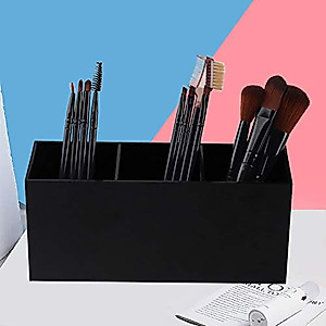 Weiai Black Makeup Brush Holder Organizer, 3 Slot Acrylic Cosmetics Brushes Storage Solution
