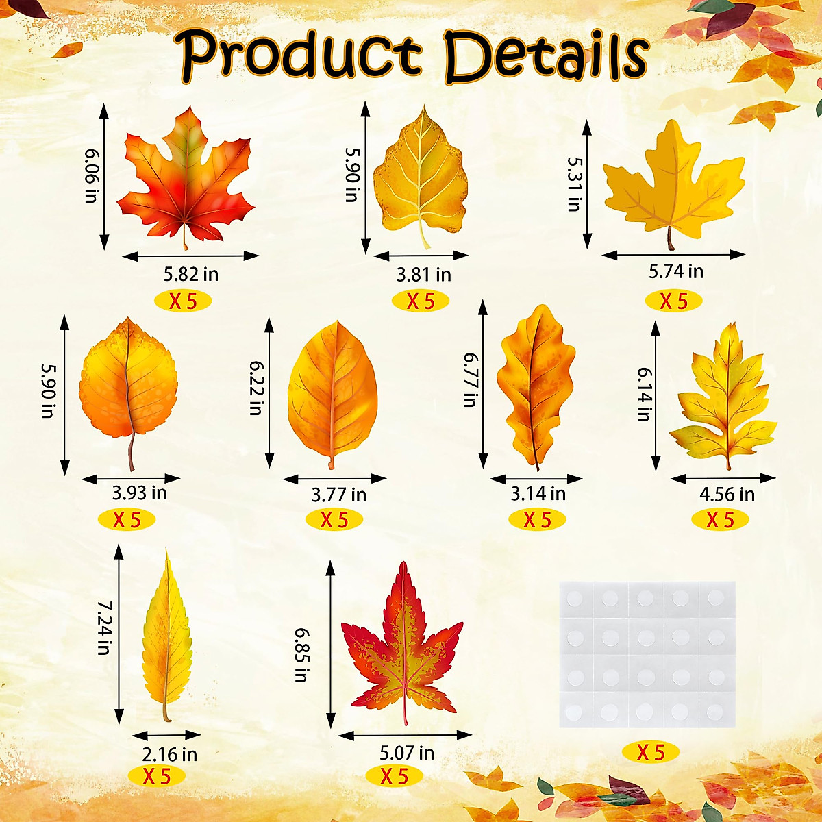 Lucleag 45 PCS Fall Maple Leaves Cutouts for Bulletin Board Decoration, Autumn Leaves Cutouts Fall Leaf Cut Outs for Thanksgiving Fall Autumn Party School Classroom Bulletin Board Decorations