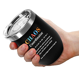 Greatingreat Chaos Coordinator Stainless Steel Tumbler with Press-In and Slide Locking Lid, Coworker Gifts for Women, Thank You Gifts for Her Him, Office Gift for Boss Lady, 12oz