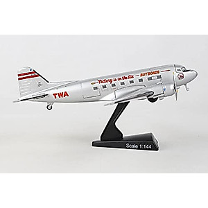 Daron Postage Stamp Douglas DC-3 TWA 1/144 Scale Silver