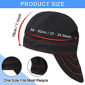 2 Pcs Welding Cap Flame Resistant Welders Caps Reversible Cotton Soft Short Crown Welders Hats with Elastic for Men Women Electrician(Black, Red)