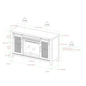 Walker Edison Tall Farmhouse Metal Mesh Barndoor and Wood Universal Fireplace TV Stand or TV's up to 55" Flat Screen Living Room Storage Entertainment Center, 48 Inch, Rustic Oak