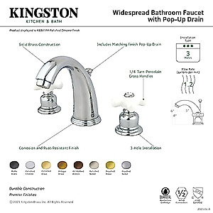 Kingston Brass KB987PXSB Victorian 2-Handle 8 in. Widespread Bathroom Faucet, Brushed Brass