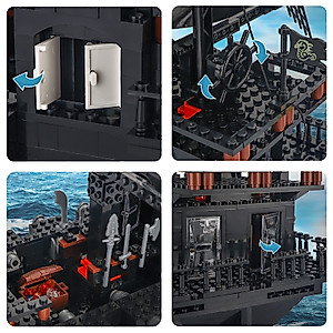 BRICK STORY 809-Piece Black Pirate Ship Building Set with Mini Figures for Kids Age 8+