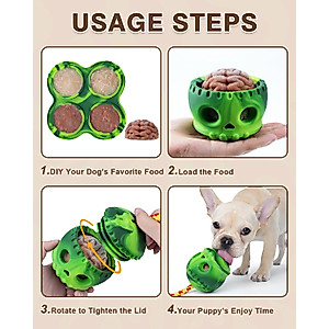 Joytale Dog Enrichment Toys, Treat Dispensing Dog Toys for Aggressive Chewers, Fillable Dog Chew Toys with Frozen Mold, Skull Design Dog Toys with Rope, Dog Toys to Keep Them Busy
