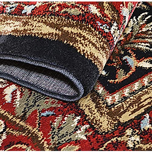 Rustic Lodge Persian Black 8x10 Area Rug, 7'10x9'10