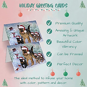Christmas Running Dogs Holidays German Shepherd Dog Greeting Cards - Adorable Pets Invitation Cards with Envelopes - Pet Artwork Christmas Greeting Cards GCD2775 (1 Greeting Card)