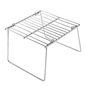 Happyyami Grill Cooling Rack BBQ Wire mesh BBQ Burning Stove Charcoal Grill Rack Baking Cooling Racks Grill Grid BBQ Grill Racks Table top Grill Mini BBQ Tools Travel Ultra Light Steel Wire