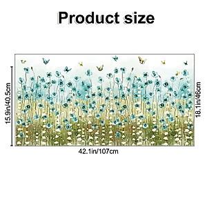 LiveGallery Blue Flowers Wall Decals White Daisy Wall Stickers DIY Peel and Stick Butterfly Plants Wall Sticker for Baby Kids Girls Bedroom Nursery Living Room Office Corners Skirting Lines