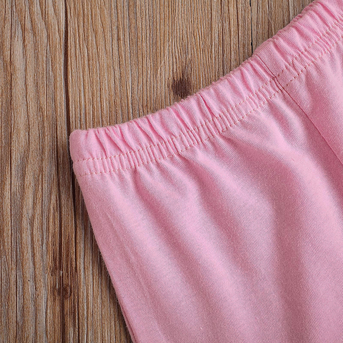 BULINGNA Kids Toddler Baby Girl Summer Two Piece Pajamas Set Short Sleeve Button Down Top with Shorts Pink