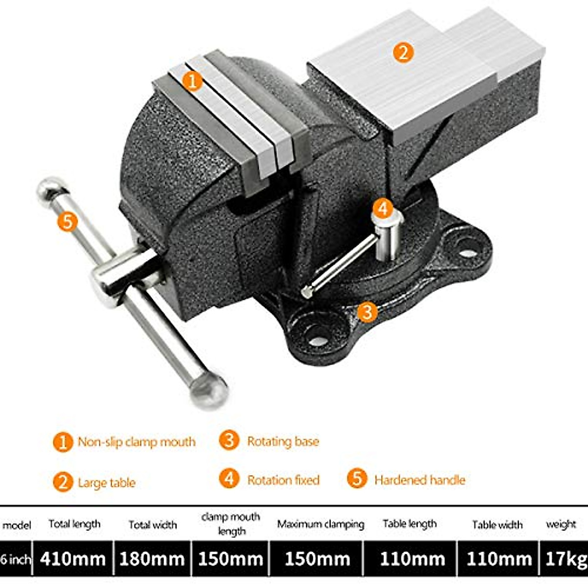 LEISHENT Bench Vise Heavy-Duty Utility Combination Pipe and Bench Vise,Ball Milled cast Iron Material,6inch