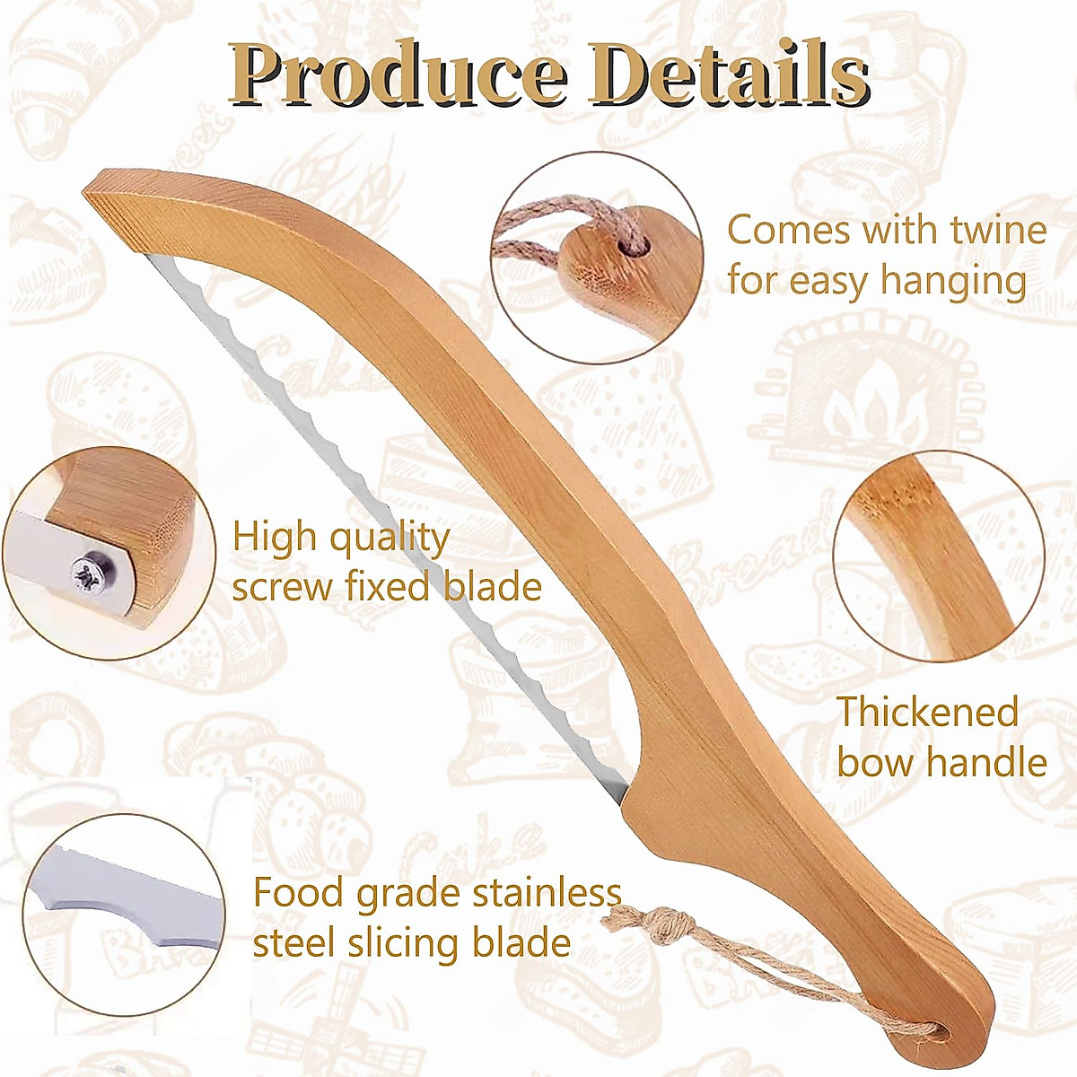 MINIFISH Bread Knife with Bread Scoring Tool for Homemade Bread, 16" Sourdough Bread Knife, Wooden & Stainless Steel Serrated Bread Slicer - Effortless Slicing for Perfect Portions