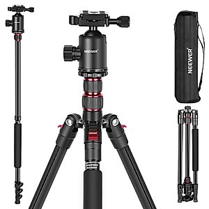 NEEWER 77 inch Camera Tripod Monopod for DSLR, Phone with 360° Panoramic Ball Head, 2 Axis Center Column, Arca Type QR Plate, Compact Aluminum Lightweight Travel Tripod 34lb Max Load, Bag Included