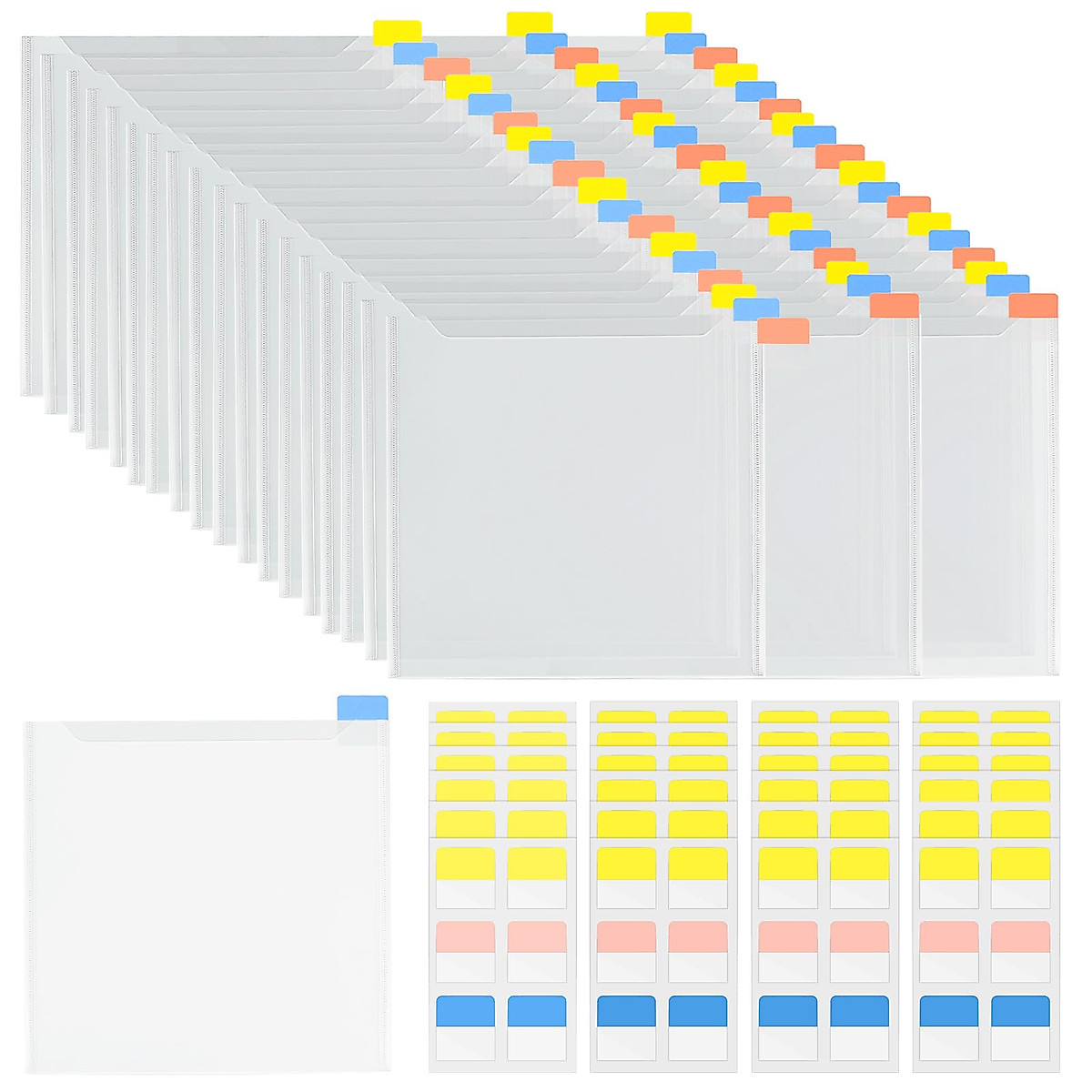 Caydo 36PCS 6x6inch Scrapbook Paper Storage, with 60PCS Sticky Index Tabs for Holding Scrapbook Paper, Cardstock, Vinyl Sheets