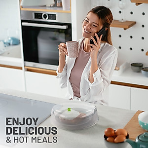 Microwave Cover for Food, Microwave Splatter Proof Plate Guard, Microwave Lid Food Cover for Microwave Oven with Steam Vents, Clear Dishwasher Safe BPA Free Plastic, 10 Inch – By RamPro