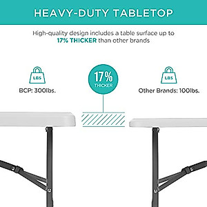 Best Choice Products 6ft Plastic Folding Table, Indoor Outdoor Heavy Duty Portable w/Handle, Lock for Picnic, Party, Camping - White