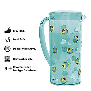 Zak Designs Pixar Movies Alien Remix Beverage Serving Set Includes Pitcher and 4 Durable Plastic Tumblers with Unique Artwork, Perfect for a Pool Party (5 Pieces), Green,10 ounces