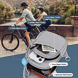 JASGOOD Sling Bag for Men Women, Crossbody Bag Faux Leather Fanny Pack Waterproof Chest Bag Backpack for Travel,Hiking,Light Gray