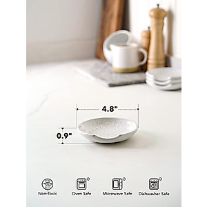 LE TAUCI Ceramic Spoon Rest for Counter, Embossment Farmhouse Gift, Coffee Spoon Holder, Stove Top Protection, Kitchen Decor, Accessories for Countertop - 4.8 inch, Set of 1,White, Fireworks