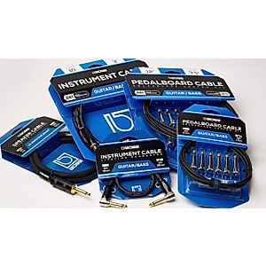 BOSS BIC-15A Studio Grade Instrument Cable, Sraight to Right-Angle 1/4 Inch Connectors, 15 ft/4.5 m Length