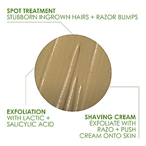 Bye Bump Green Cream by Se-Brázil for Stubborn Ingrown hairs, Razor Bumps and Body Acne Spot Treatment, Dual Action: Use as a Mask or Shaving Cream, 2 oz