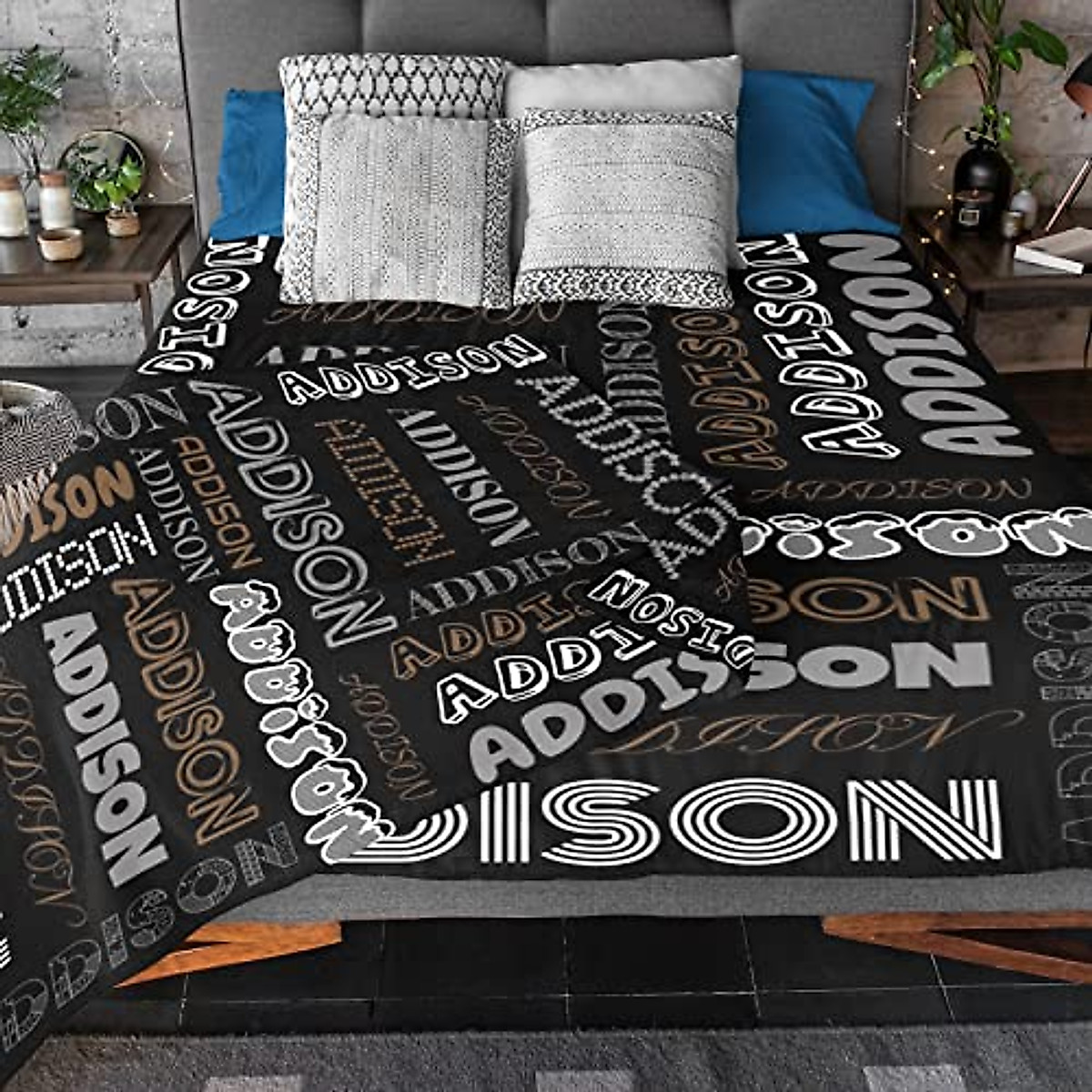 Seamaid Personalized Blanket with Name Custom Baby Blanket for Boy Girl Customized Name Blankets for Adults Custom Name Gifts for Christmas Thanksgiving Birthday Valentines Day (60''x80'')