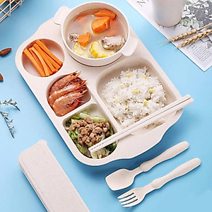 Cheeren 8 Pack Plastic Divided Plates Set for Kids Adults, Sectioned Meal Camping Dishes for BBQ, Microwave & Dishwasher Safe