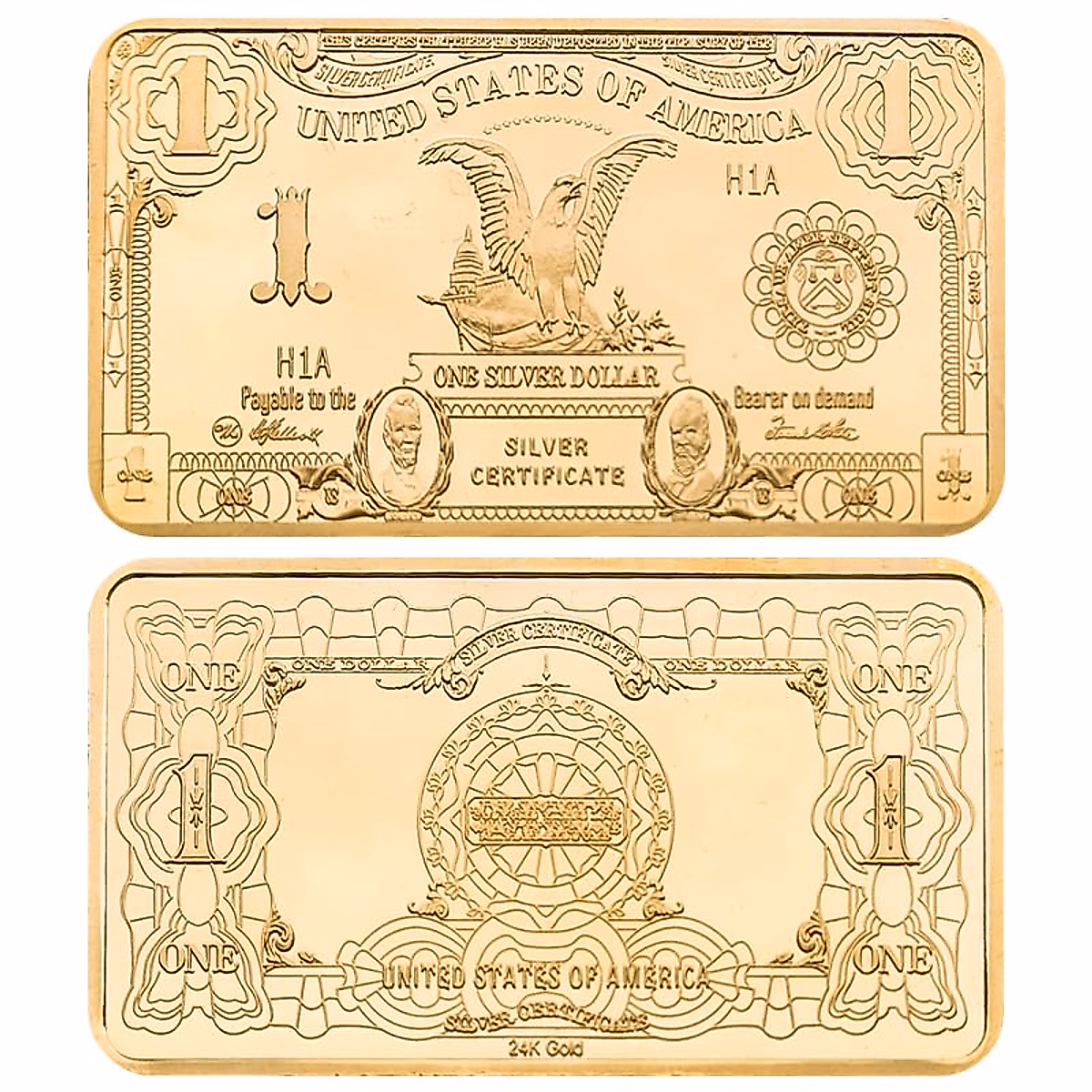 4pcs/lot US 1899-1901 Dollars Challenge Gold Plated Bar with Coin Holder America Collectables Coin Bullion Set Box (Gold)