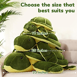 MorisMos Giant Turtle Stuffed Animal 33 inch, Large Stuffed Sea Turtle Plush Toy, Big Stuffed Turtle Pillow for Kids, Girls, Boys, Plush Turtle Gifts on Christmas, Valentine, Birthday, Green