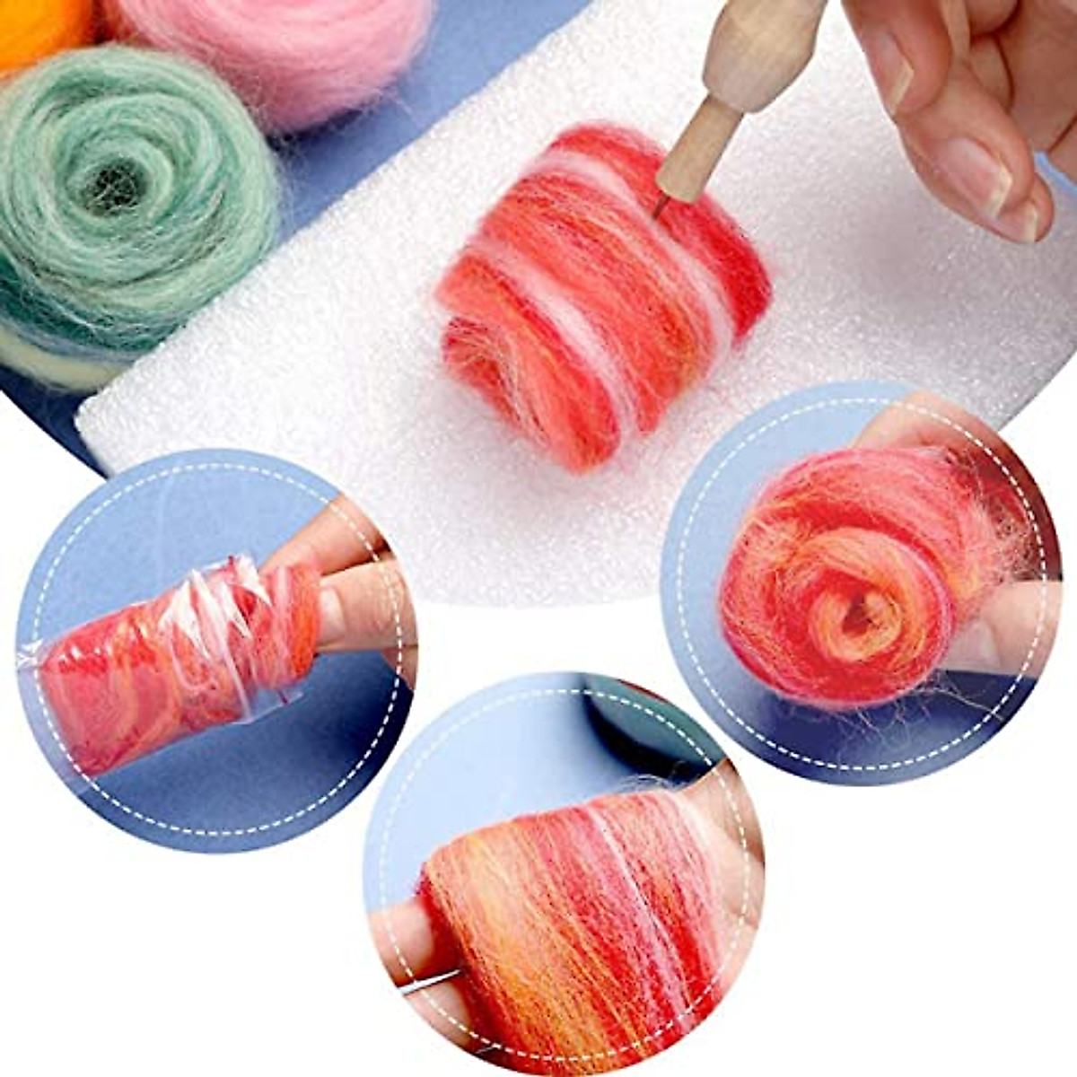 Needle Felt Wool-25 Colors Wool Fibre Roving for DIY Felting Wool Projects 3g/Color