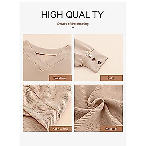 Dokotoo Women Ladies Sexy Off The Shoulder Tops Autumn Casual V Neck Long Sleeve Sweatshirt Blouse Khaki Medium