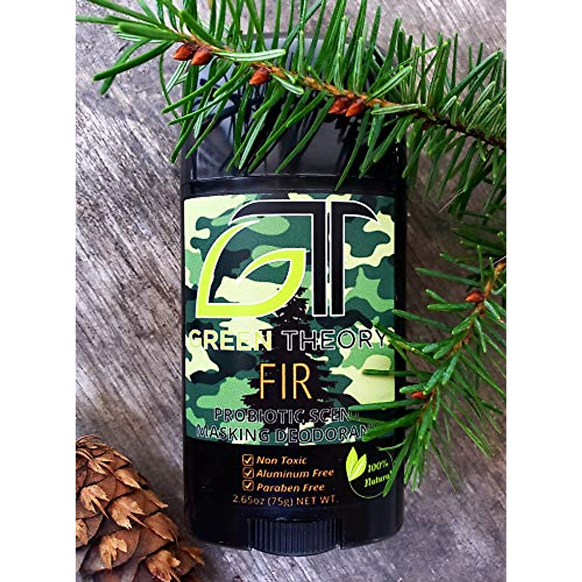 Green Theory Fir Scent Masking Natural Deodorant - Probiotic, Aluminum Free, Hunting - Tree Scents Collection - Solid 2.65 Ounce