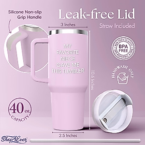 shop4ever My Favorite Niece Gave Me This Tumbler Engraved Insulated Stainless Steel Tumbler with Handle, Lid, and Straw 40 oz. Funny Gift for Aunt or Uncle (Lavender)