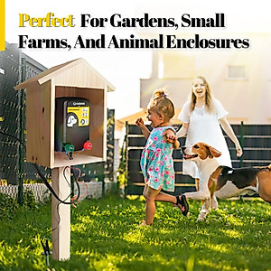 AC10 Electric Fence, 2-Mile/ 8 Acres Electric Fence Charger for Preventing to Prevent Bears, Raccoons, Skunks Intruding, Electric Fence Energizer Output Voltage 5000 v 0.12 Joule