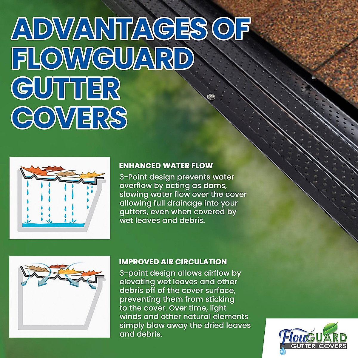FlowGuard Premium 50-Year Gutter Cover System - Thermal Thaw Black - 6 Inch Aluminum Gutter Guards, 102 Feet- by FlexxPoint